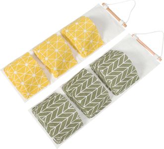 Cabilock 2 Stück Wandhängende Aufbewahrungstasche mit Holzstangen Teiliges Atmungsaktiv Multifunktional Platzsparend für Tür Schlafzimmer Büro Stilvolles Desig