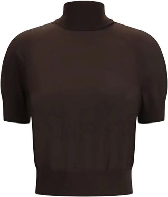 Petar Petrov Femme, Pulls, Vert, Taille: 40 FR Haut Col Roul&eacute; C&ocirc;tel&eacute; &agrave; Manches Courtes