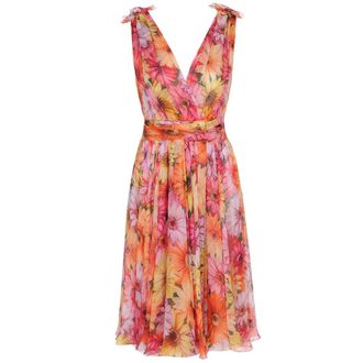 Dolce & Gabbana Seidenkleid mit Blumenmuster und Schleife - - Dresses - Damen - Mehrfarbig - M
