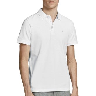 Jack & Jones JACK&JONES Herren JJEPAULOS Polo SS NOOS Polohemd, White/Detail:Tonal/Vapor Blue/Slim, S
