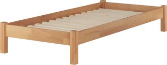 Erst-Holz Einzelbett 100x220 Überlänge Futon Gästebett Buche massiv Bettgestell mit Rollrost 60.84-10-220