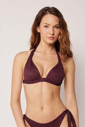 Calzedonia Triangel-bikinioberteil Mit Polsterung Precious Jacquard Bordeaux