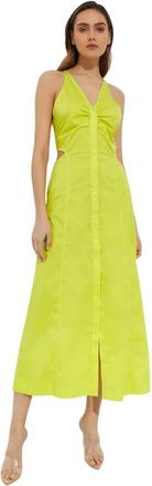 Ganni Femme, Robes, Vert, Taille: 36 FR Crossover Strap Button-Fastening Dress