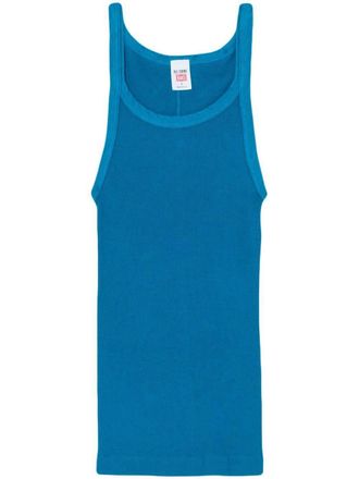 Re/Done d&eacute;bardeur en coton en maille nervur&eacute;e - Bleu