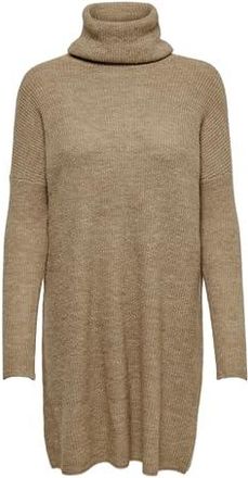 Only Onljana L/s Cowlneck Dress Wool Knt, Robe Femme, Marron (Indian Tan Detail: W. Melange), 44 (Taille fabricant: X-Large)