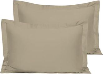 Pizuna Coton Set de 2 Taies doreiller 50x75 cm Taupe Tout Simplement, 100% Coton Longue dur&eacute;e en Percale Taies doreiller en Coton 50x75 avec Rabat de 20cm