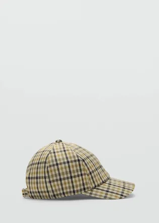 Mango Casquette visi&egrave;re carreaux marron moyen - Homme - Taille unique - MANGO MAN
