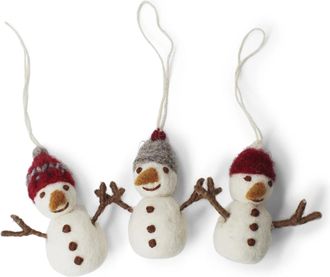 &Eacute;n Gry & Sif 14423 - Schneemann mit M&uuml;tze Baumanh&auml;nger Anh&auml;nger (3 St&uuml;ck), Filz, 7cm, Handarbeit
