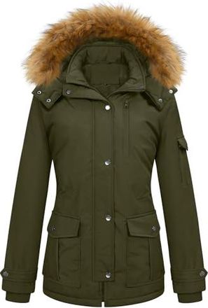 Heekpek Manteau Femme Hiver Chic Vestes à Capuche en Fausse Fourrure Blouson Chaude Doublée en Polaire Manteaux à Manches Longues pour Dames Parka Imperméable