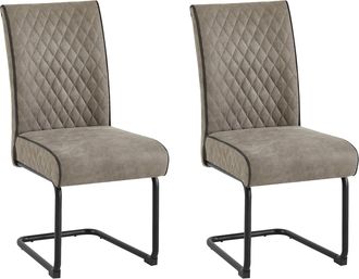 Byliving Esszimmerstuhl Maria / 2er Set/XXL bis 150 kg/Bezug Stoff Taupe grau/Sitz mit Federkern/Gestell Metall schwarz/K&uuml;chenstuhl mit Griff/Esszimmerstuhl/B 