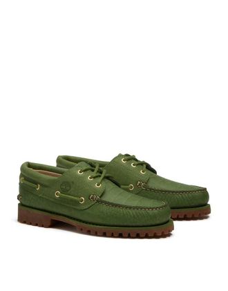 Timberland Authentic - Bootsschuhe aus Vollnarbenleder in Mittelgr&uuml;n mit 3 &Ouml;sen