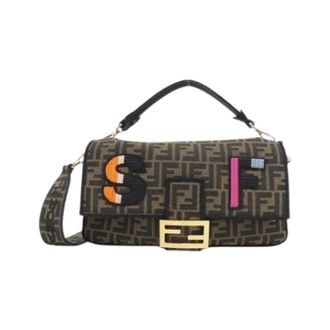 Fendi Sac Bandouli&egrave;re Baguette Grand Mod&egrave;le en Nylon Pre-owned - Femme - Pre-owned - Brun - Taille: ONE Size