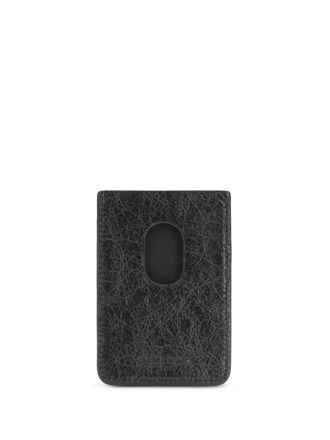 Balenciaga Mens Le City Magnetic Card Holder Black Lamb Ovis Aries Wallet