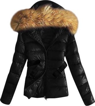 Generic Vestes 2026 pour femmes 2024 Automne et hiver Veste &agrave; capuche matelass&eacute;e l&eacute;g&egrave;re en duvet chaud matelass&eacute;, Noir, XXL