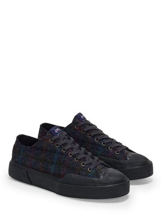 Superga Mens Tartan Wool Patchwork Sneakers Midnight Blue Trainers