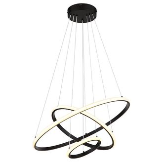 Globo Lighting LED Pendellampe Esstischleuchte Ringe schwarz Wohnzimmerlampe H&auml;ngelampe schwarz, 39W 2850lm warmwei&szlig;, DxH 60 x 100 cm