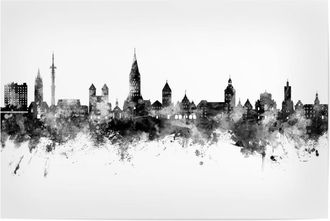 artboxONE Poster 60x40 cm St&auml;dte Paderborn Skyline Schwarz - Bild Paderborn Deutschland deutschlandskyline