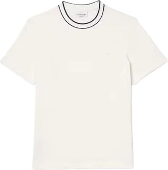 Lacoste Homme, Tops, Blanc, Taille: XL T-shirt col rond avec contraste