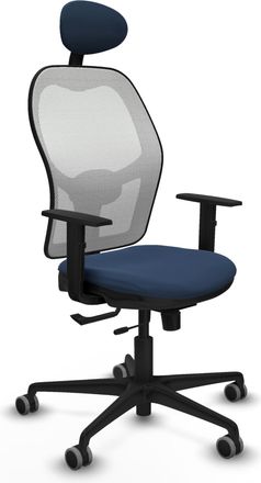 Piqueras y Crespo Schreibtischstuhl wei&szlig; und blau Jorquera mit 1D-Armen, h&ouml;henverstellbarer Lendenwirbelst&uuml;tze und festem Kopfteil, ausgestattet mit Syncro/Traslack und