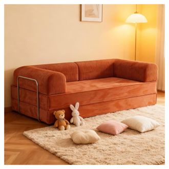 Generic Klappbares Schlafsofa, umwandelbares Loveseat-Sofa, Schlafsofa, mit 2 Kissen, 3-in-1-Sofa, 2-Sitzer, mit Armlehne, Bequeme Kompressionsliege mit Matra