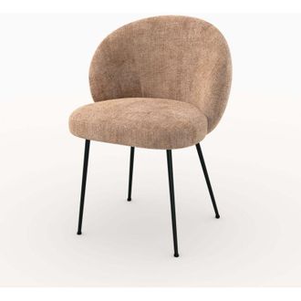 Rendez-Vous D&eacute;co Chaise en velours chenill&eacute; marron glac&eacute; et m&eacute;tal noir - Bloomy