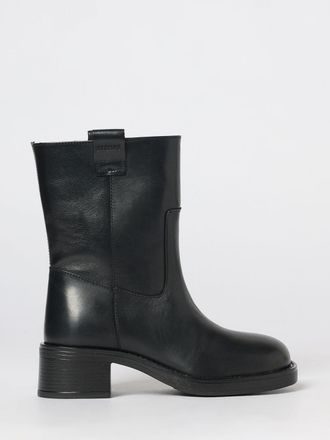 Alohas Bottes de motard en cuir lisse avec double tirette et semelle en caoutchouc