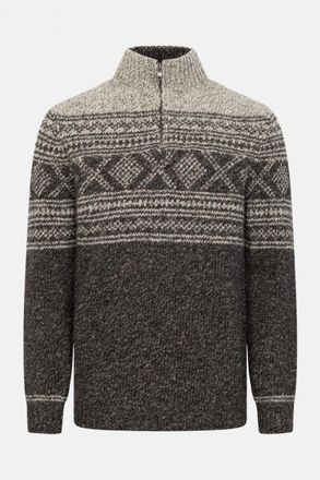 Fisherman out of Ireland Troyer Herren Pullover Grau Wei&szlig;