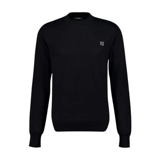 Balmain Seiden-Baumwoll-Pullover mit PB-Logo - - Knitwear - Herren - Schwarzk - M