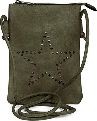 styleBREAKER Mini sacoche avec découpes en forme détoile, sac en bandoulière, sac à main, femmes 02012235, couleur:Olive