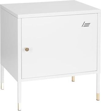 hjh OFFICE 743025 Metallschrank klein UMEO Weiß/Gold Beistellschrank aus Metall im Industrial-Design, 50 x 45 x 35 cm