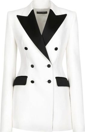 Dolce & Gabbana Blazer Tuxedo Turlington en faille double boutonnage - Femme - Vestes - Blanc - Taille: 40 FR