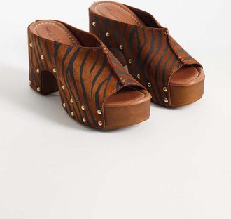 Asos Hadley - Sabots style mules de qualit&eacute; sup&eacute;rieure &agrave; talon en daim avec motif z&eacute;brures-multicolore