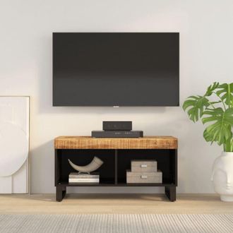 vidaXL Vidaxl - Meuble TV en bois massif de manguier 85x33x43,5 cm - Design industriel - Espace de rangement pour appareils multim&eacute;dias