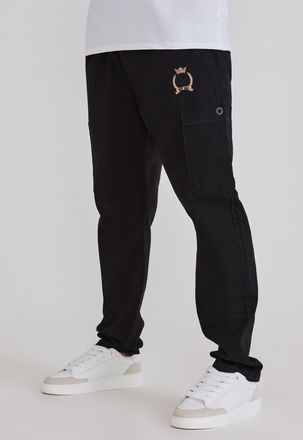 Siksilk Herren Schwarze Lockere Passform Cargos XXL