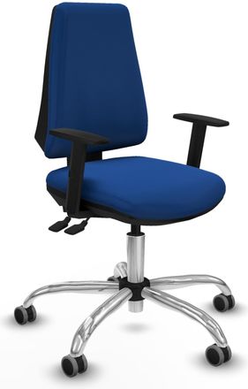 Piqueras y Crespo Elche Schreibtischstuhl mit 1D-Armen, ausgestattet mit Asincro und Schneidschaum, 65 mm Rollen, Parkett, Blau