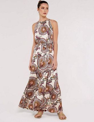 Apricot Maxikleid Paisley Neckholder Dress (2-tlg) mit Taillenbindeband