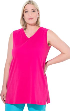 Ulla Popken Damen große Größen Übergrößen Plus Size Top, Oberteil Basic, Tank-Top, V-Ausschnitt, lockerer Schnitt magentapink 54+ 531122528-54+
