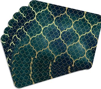 MG Design Set aus 6 Kork-Platzsets - Marocco Green - 30 x 40 cm - hitzebest&auml;ndig & abwischbar, mit Korkr&uuml;ckseite