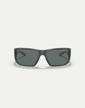 Arnette Snap II - Lunettes de soleil &agrave; verres rectangulaires gris polaris&eacute;s - Gris fonc&eacute; mat