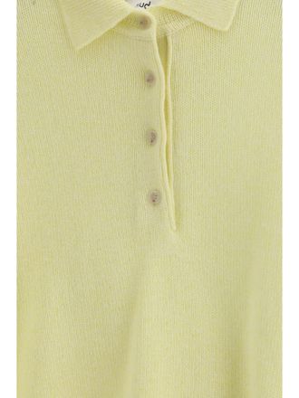Allude Womens Polo-Neck Sweater Yellow Cashmere Polo Tops