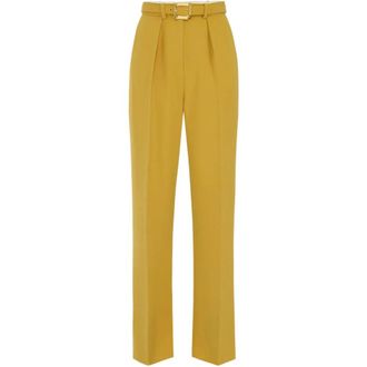 Elisabetta Franchi Pistazienfarbene Plisseehose mit G&uuml;rtel - - Trousers - Damen - Gelb - L