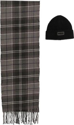 Barbour Sweeper Tartan-pattern Scarf And Beanie Hat Set