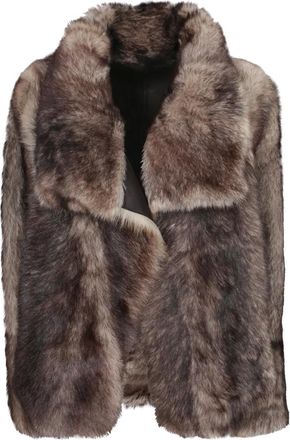 Yves Salomon Femme, Vestes, Brun, Taille: 42 FR Veste courte en agneau de Toscane