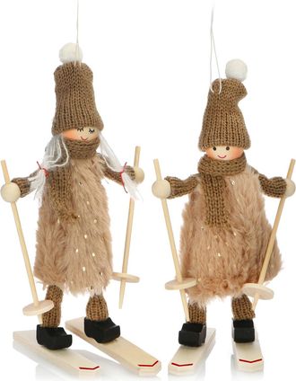 Com-Four Premium Weihnachts-Figur für die Weihnachtsdeko, Skifahrer-Figuren als winterlicher Dekoartikel, Raumschmuck oder Geschenk (02 Stück - Skifahrer)