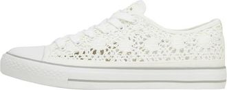 Fitters Footwear Grande Chaussure Femme, Baskets Grande Taille Nina, Baskets Grande Taille Aspect Crochet (45 EU, White)