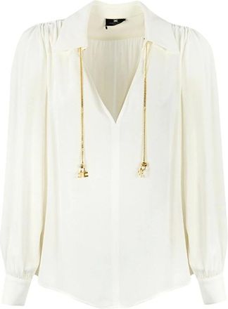 Elisabetta Franchi Femme, Blouses et Chemises, Blanc, Taille: 38 FR TOP