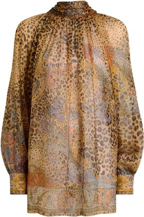 Etro Femme, Blouses et Chemises, Multicolore, Taille: 36 FR Blouse en soie avec foulard en soie et motif cachemire et animalier