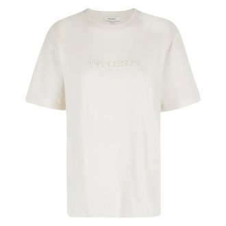 J.W.Anderson Femme, Tops, Blanc, Taille: 44 FR T-shirt Blanc avec Logo Brodé