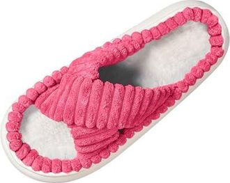 Generic Pantoufles &agrave; bout ouvert pour femme - Chaudes et d&eacute;contract&eacute;es - &Eacute;l&eacute;gantes - L&eacute;g&egrave;res - Respirantes - Antid&eacute;rapantes - Confortables - Hiver, rose vif, 