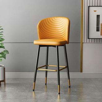 Generic Barhocker mit Kunstlederbezug, R&uuml;ckenlehne und Metallbeinen, K&uuml;chenst&uuml;hle, Tresenhocker